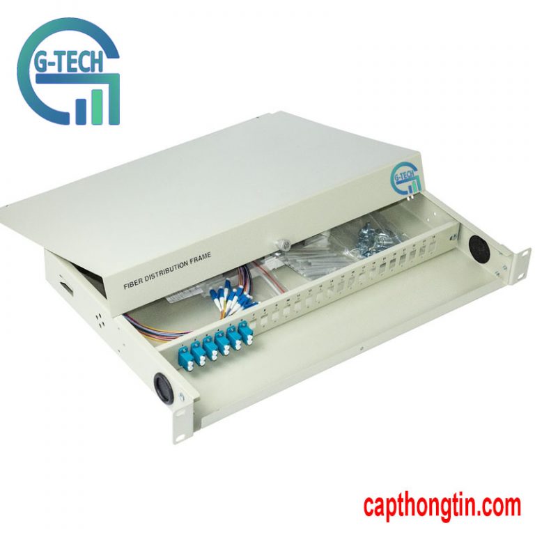Hộp phối quang ODF 12FO lắp rack chuẩn LC/UPC